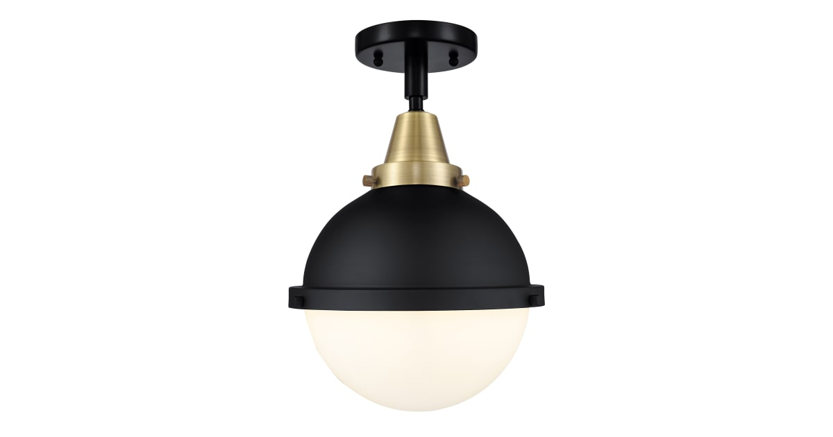 Innovations Lighting 447-1C-BAB-HFS-81-BK Hampden 9" Wide Semi-Flush Globe Ceiling Fixture ...
