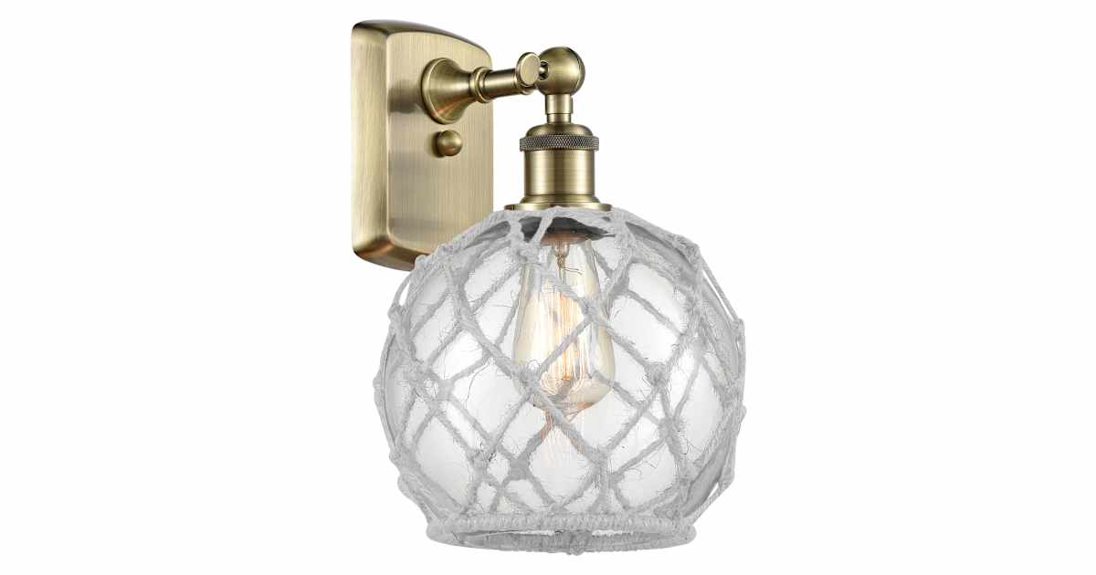 Innovations Lighting 516-1W-AB-G122-8RW Farmhouse Rope 13" Tall Wall Sconce | Ferguson Home
