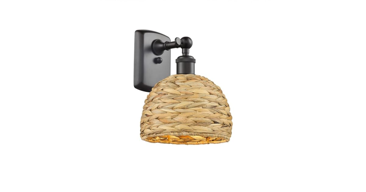 Innovations Lighting 516-1W-OB-RBD-8-NAT Woven Ratan 6" Tall Wall Sconce | Build.com