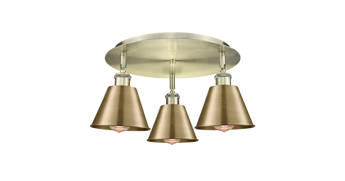Innovations Lighting 516-3C-AB-M8-AB Ballston 3 Light 19" Wide Flush ...