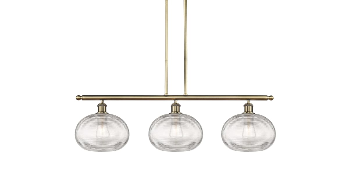 Innovations Lighting 516-3I-AB-G555-10CL Ithaca 3 Light 37" Wide Linear ...