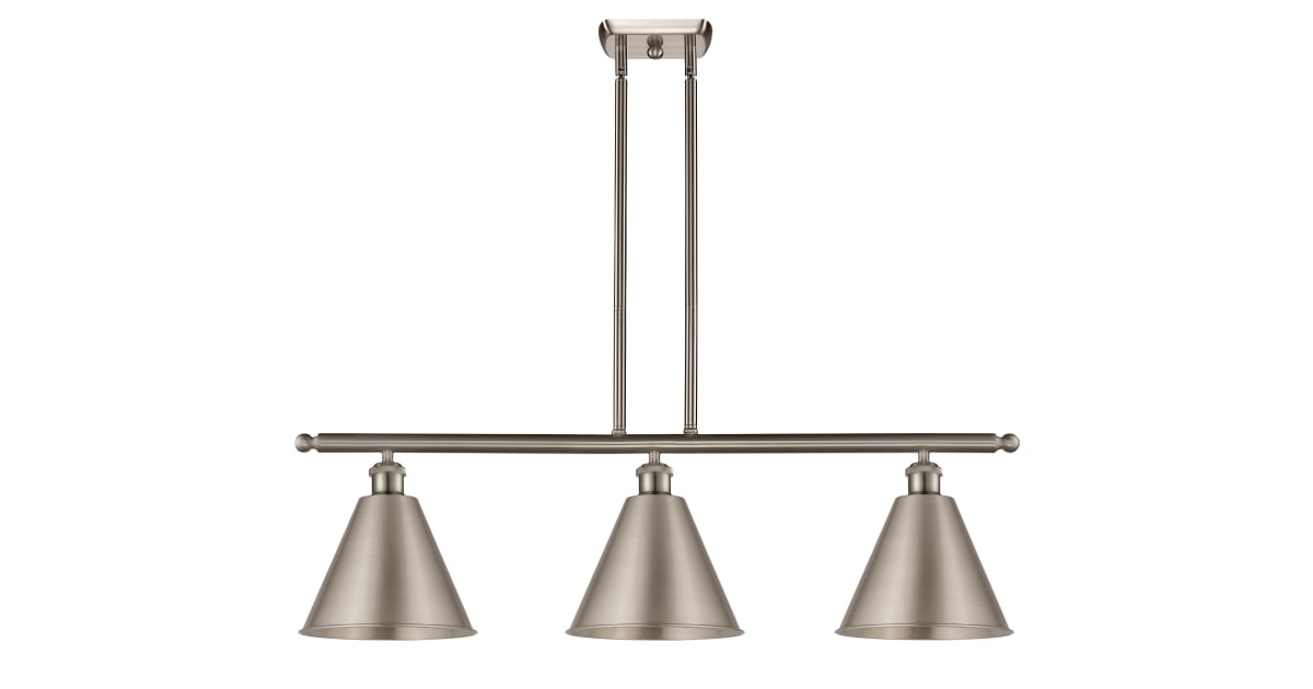 Innovations Lighting 516-3I-SN-MBC-12-SN Cone 3 Light 39" Wide Linear Pendant | Build.com