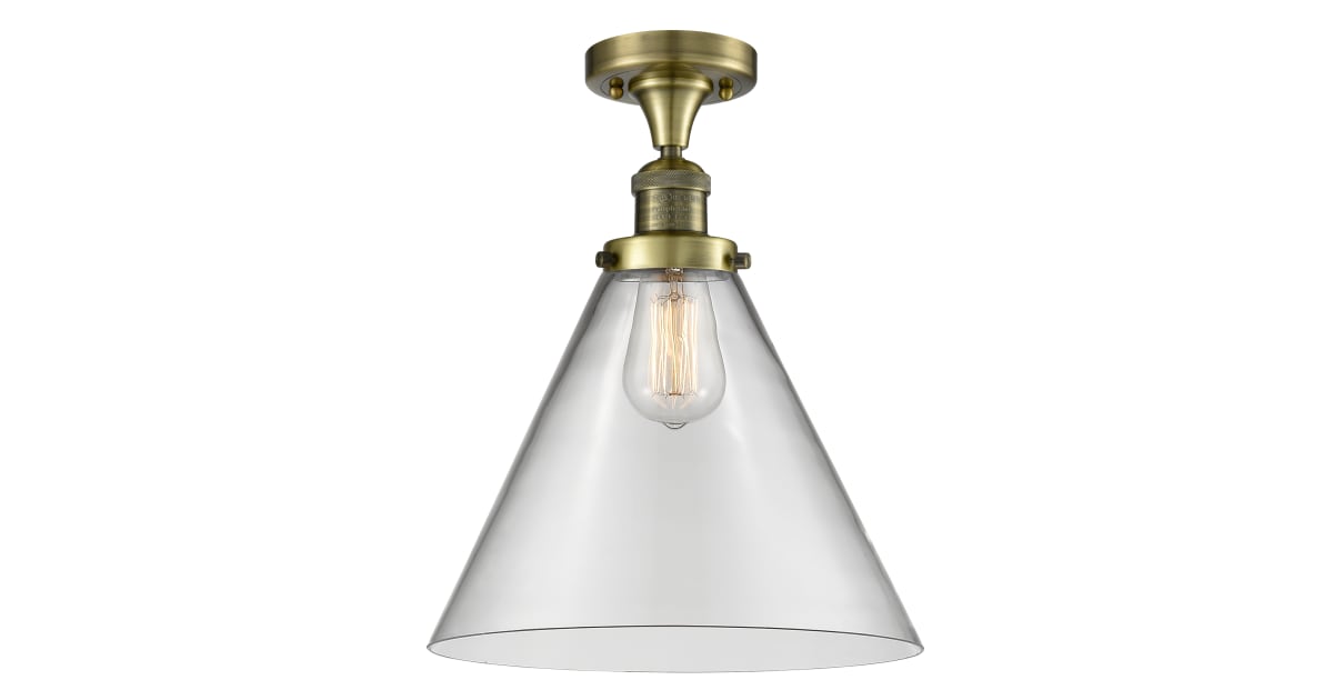 Innovations Lighting 517-1CH-AB-G42-L X-Large Cone 12" Wide Semi-Flush ...