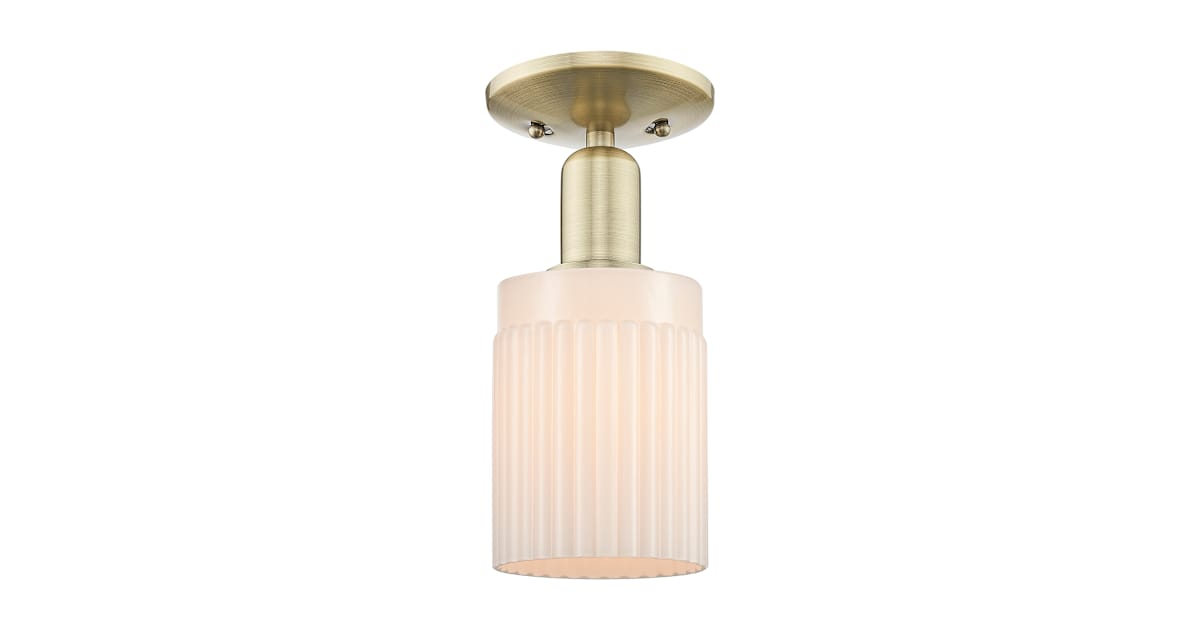 Innovations Lighting 716-1C-AB-G341 Hadley 5" Wide Semi-Flush Ceiling ...