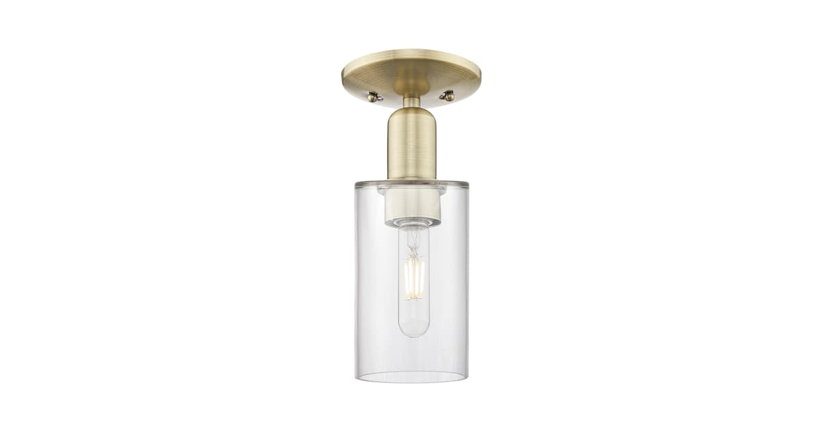 Innovations Lighting 716-1C-AB-G802 Clymer 5" Wide Semi-Flush Ceiling ...