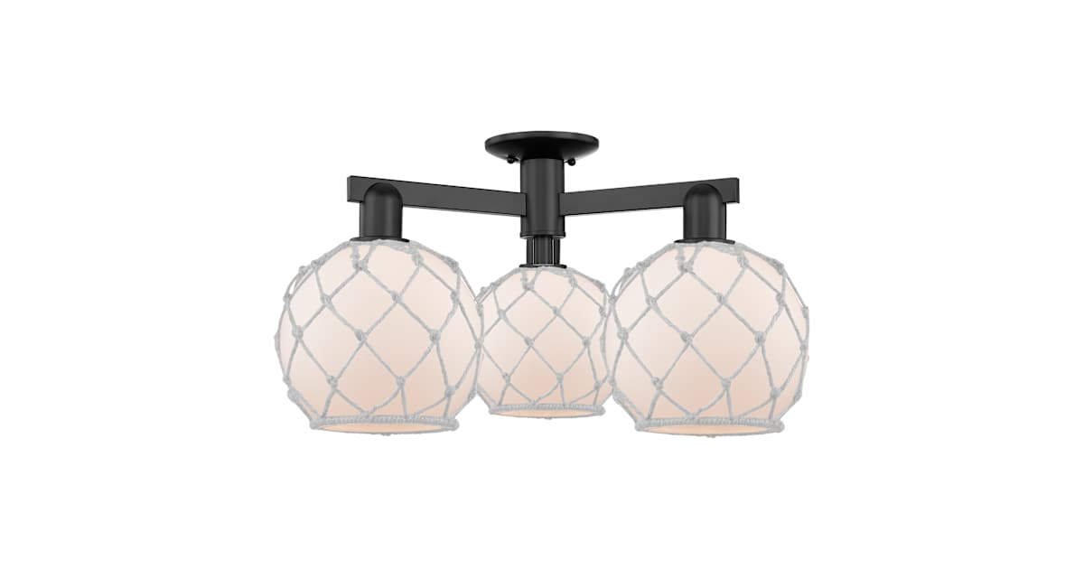 Innovations Lighting 716-3F-BK-G121-8RW Farmhouse Rope 3 Light 26" Wide ...