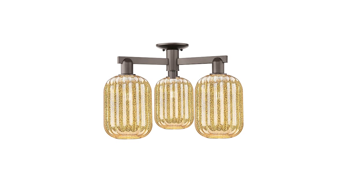 Innovations Lighting 716-3F-OB-G460-7ME Preston 3 Light 25" Wide Semi ...
