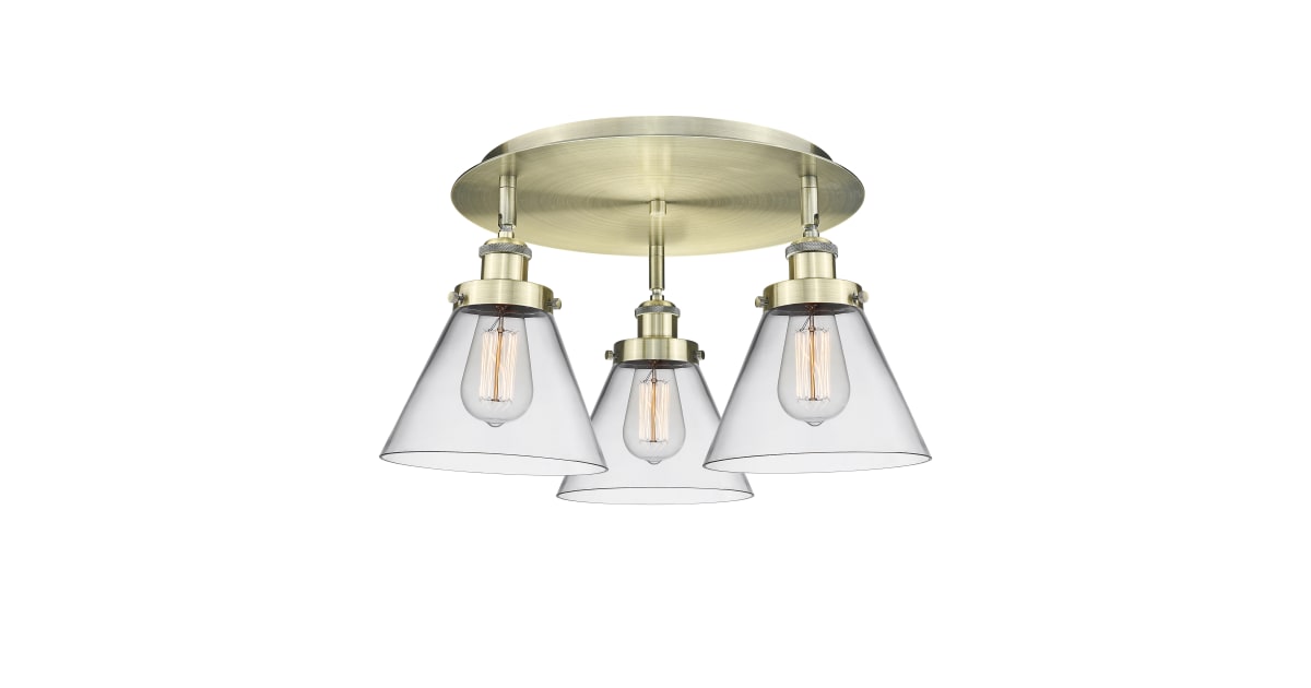 Innovations Lighting 916-3C-AB-G42 Cone 3 Light 20" Wide Flush Mount ...