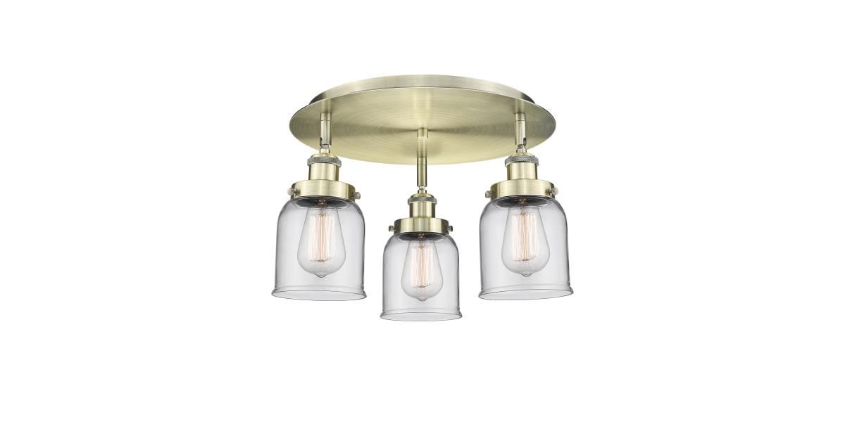 Innovations Lighting 916-3C-AB-G52 Bell 3 Light 17" Wide Flush Mount ...