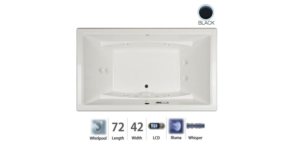Jacuzzi ACE7242WCR5IWB Acero 72" Whirlpool Bathtub for Drop In ...
