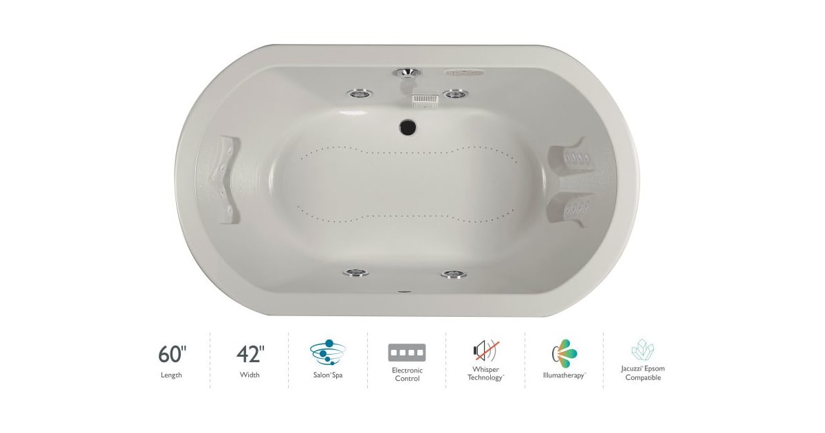 Jacuzzi MS76969 Anza 60" Salon Spa Bathtub for Drop In Installation ...