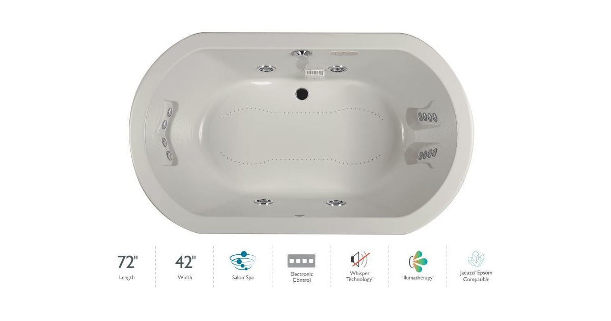 Jacuzzi MT12969 Anza 72" Salon Spa Bathtub for Drop In Installation ...