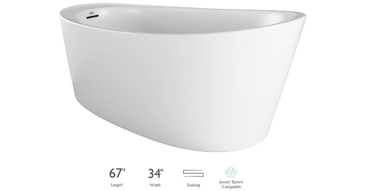 Jacuzzi RA10959 Bria 67" Free Standing Acrylic Soaking Tub with ...