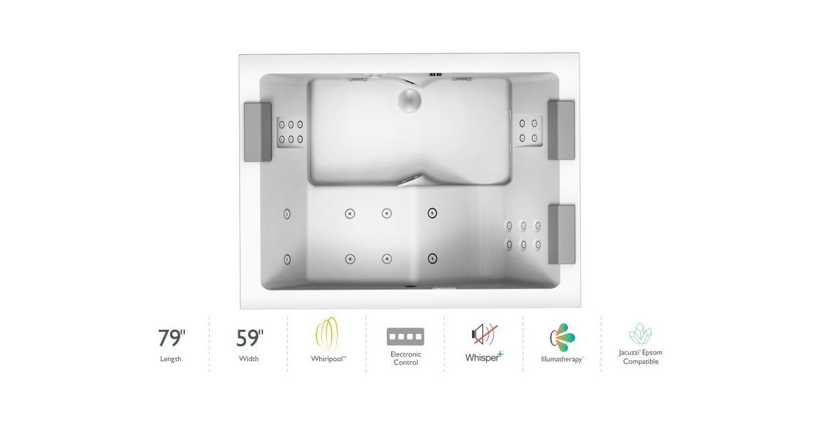 Jacuzzi SH40C59 Elara® Plus 79" Drop In Acrylic Whirlpool Tub with ...