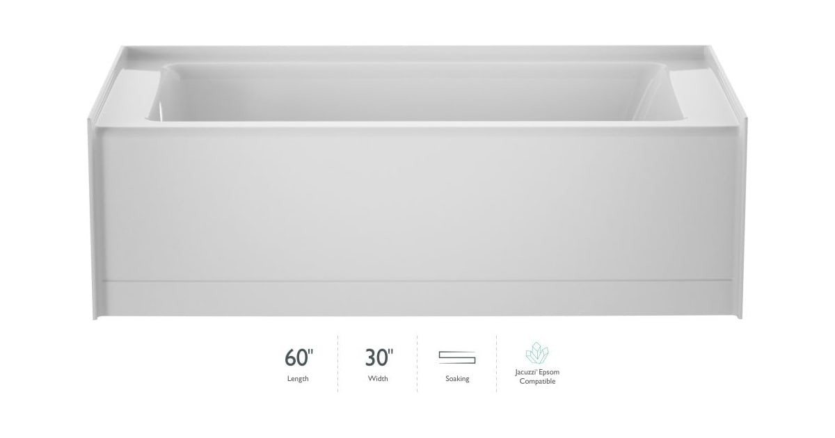 Jacuzzi SG24959 Signature 60" Three Wall Alcove Acrylic Soaking Tub ...