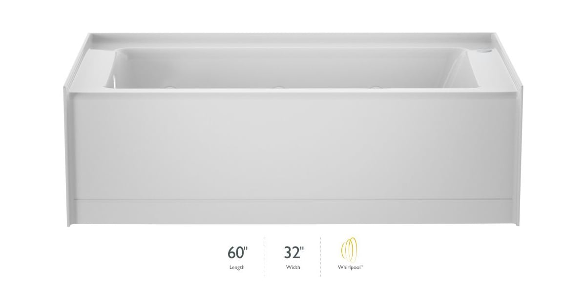 Jacuzzi SG31959 Signature 60" Three Wall Alcove Acrylic Whirlpool Tub ...