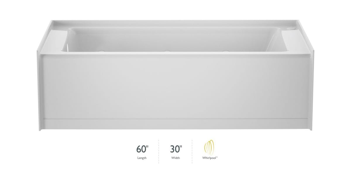 Jacuzzi SG14959 Signature 60" Three Wall Alcove Acrylic Whirlpool Tub ...