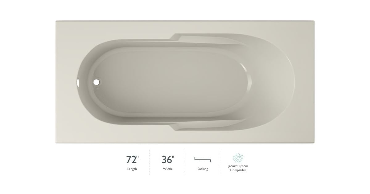 Jacuzzi LC15969 Signature 72" Soaking Drop In Bathtub with Reversible ...