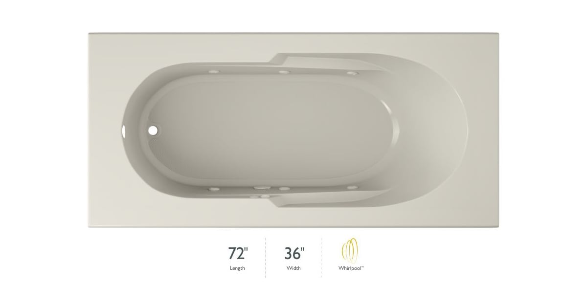 Jacuzzi LV55969 Signature 72" Whirlpool Drop-In Bathtub with Left Drain ...