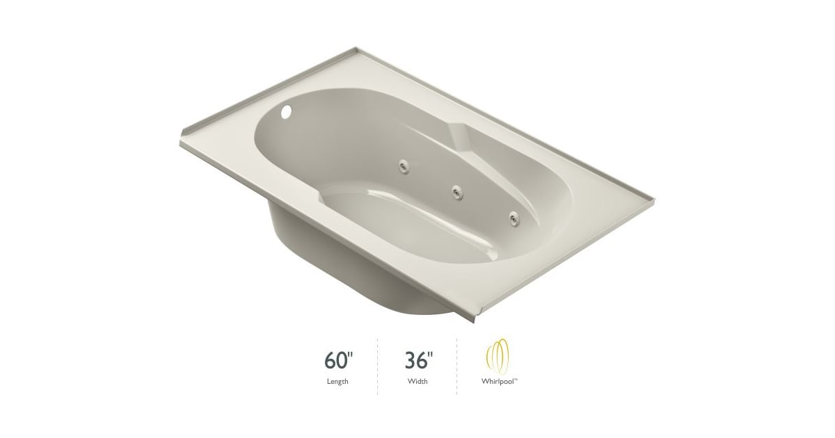 Jacuzzi LK35969 Signature 60" Drop In Whirlpool Bathtub with 6 Jets ...