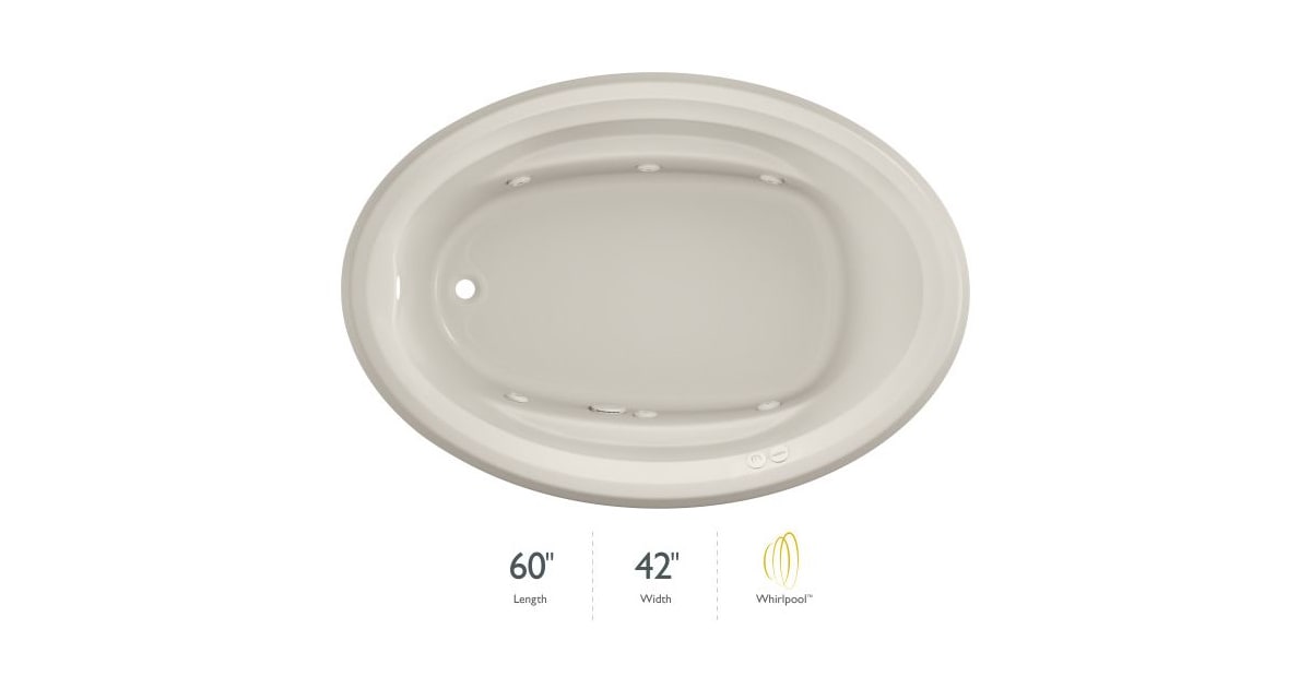 Jacuzzi NB69969 60" x 42" Signature Drop In Whirlpool Bathtub with 6 ...