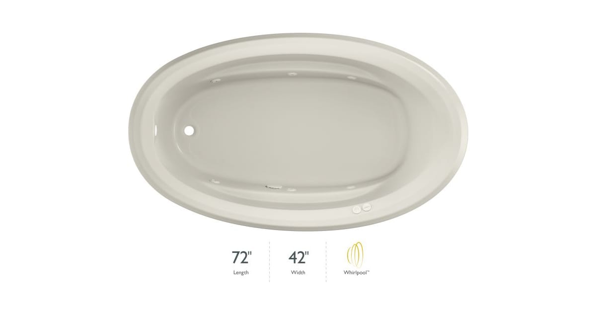 Jacuzzi NE49969 72" x 42" Signature Drop In Whirlpool Bathtub with 6 ...