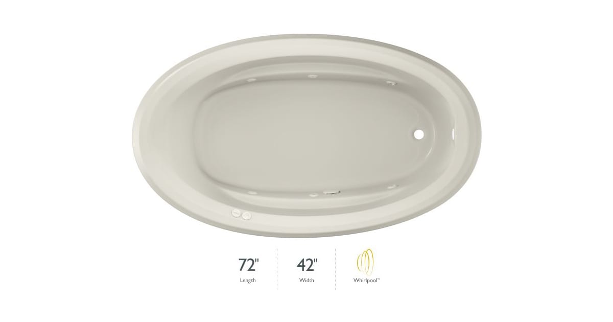 Jacuzzi NE54969 72" x 42" Signature Drop In Whirlpool Bathtub with 6 ...