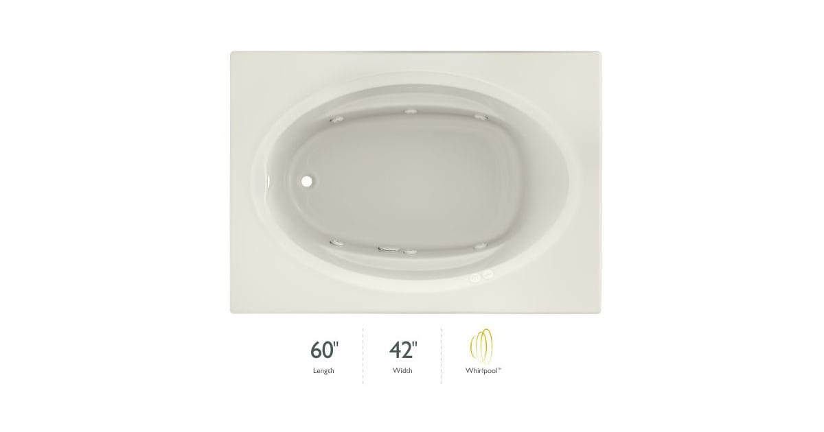 Jacuzzi NA65969 60" x 42" Signature Drop In Whirlpool Bathtub with 6 ...