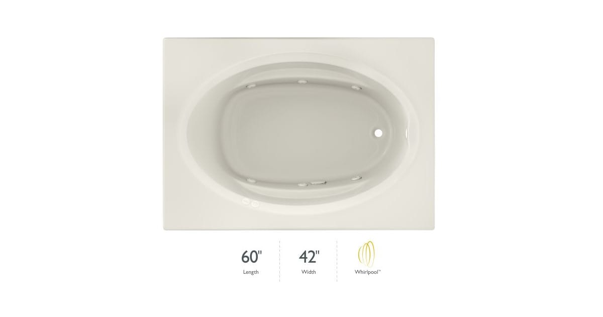 Jacuzzi NA85969 60" x 42" Signature Drop In Whirlpool Bathtub with 6 ...