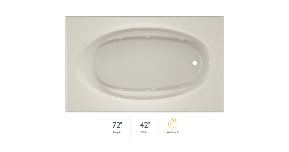 Jacuzzi ND30969 72" x 42" Signature Drop In Whirlpool Bathtub with 6 ...