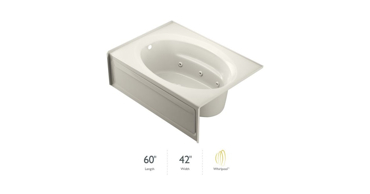 Jacuzzi NC29969 60" x 42" Signature Three Wall Alcove Whirlpool Bathtub ...
