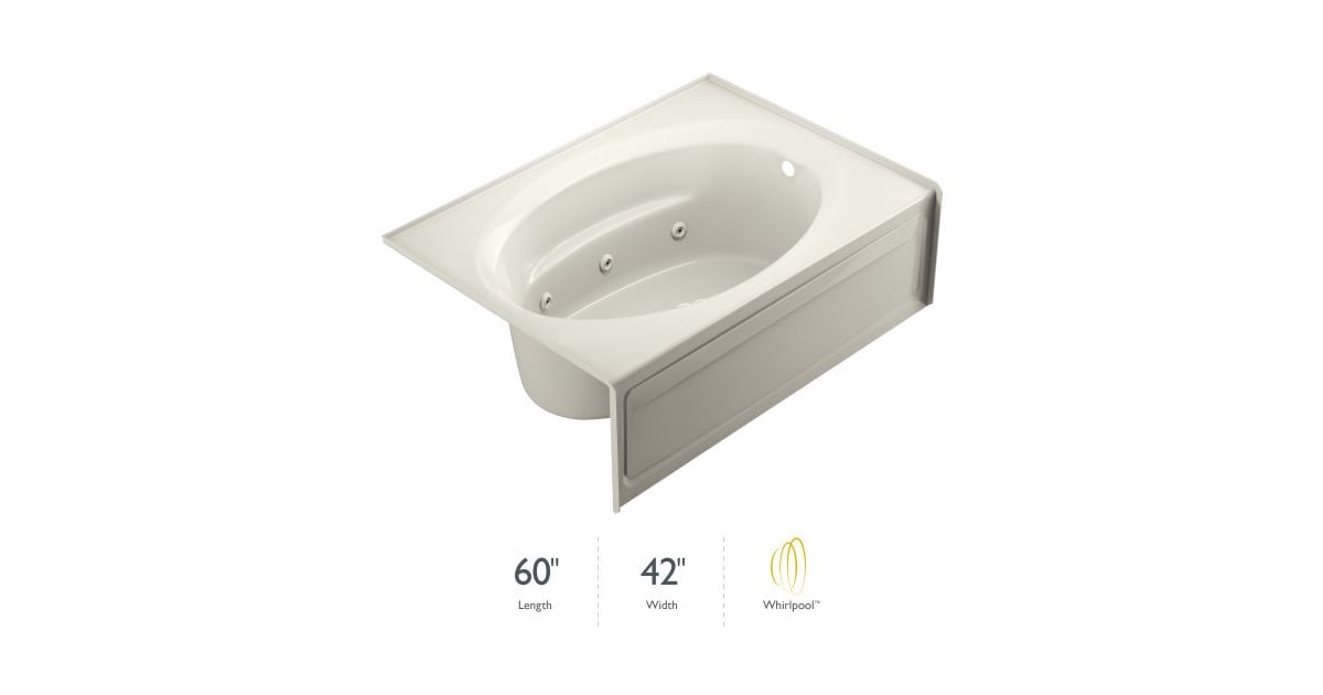 Jacuzzi NC59969 60" x 42" Signature Three Wall Alcove Whirlpool Bathtub ...