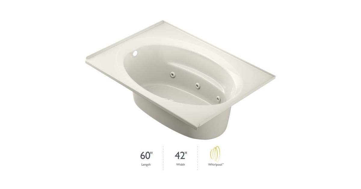 Jacuzzi NB29969 60" x 42" Signature Drop In Whirlpool Bathtub with 6 ...