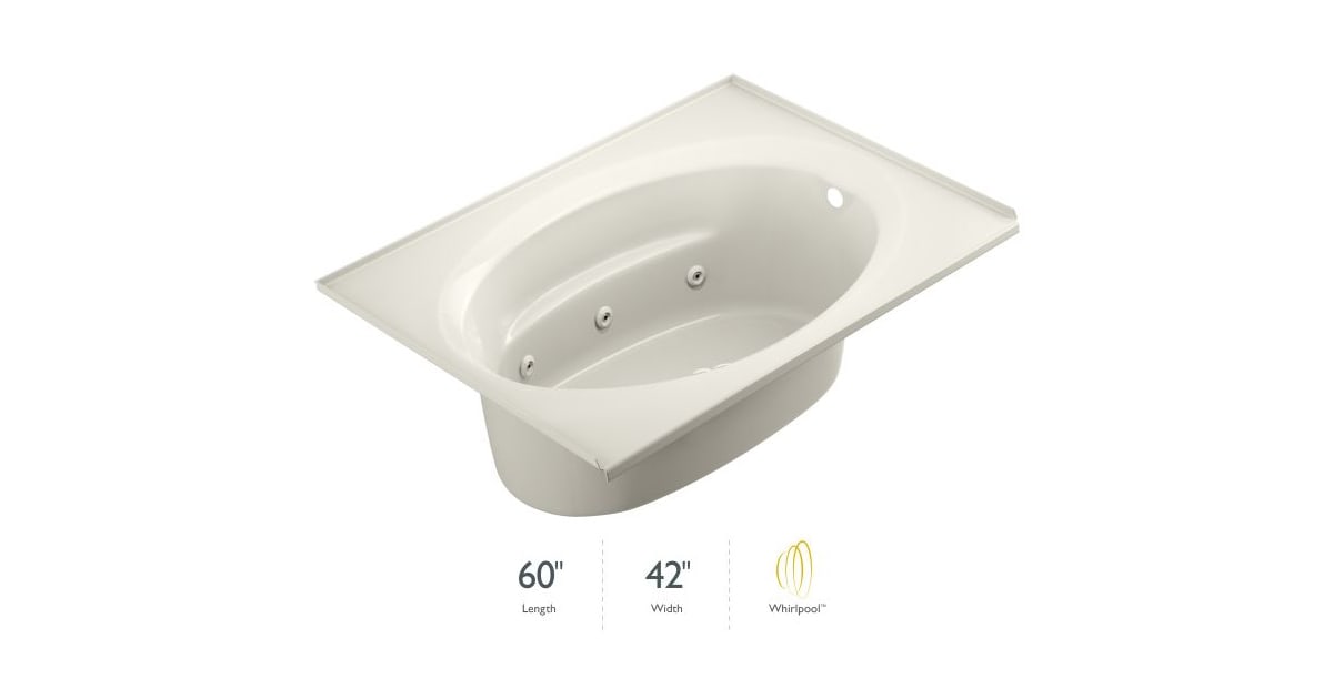 Jacuzzi NB44969 60" x 42" Signature Drop In Whirlpool Bathtub with 6 ...
