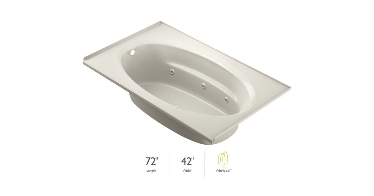 Jacuzzi ND64969 72" x 42" Signature Drop In Whirlpool Bathtub with 6 ...