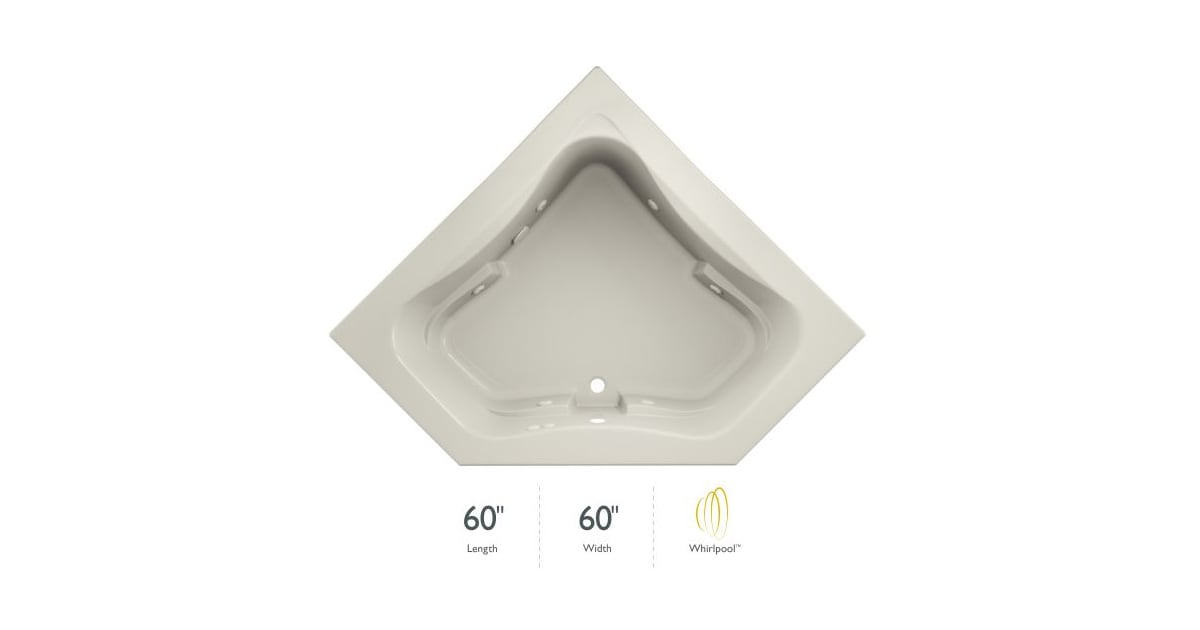 Jacuzzi LC45969 60" x 60" Signature Corner Whirlpool Bathtub with 6 ...