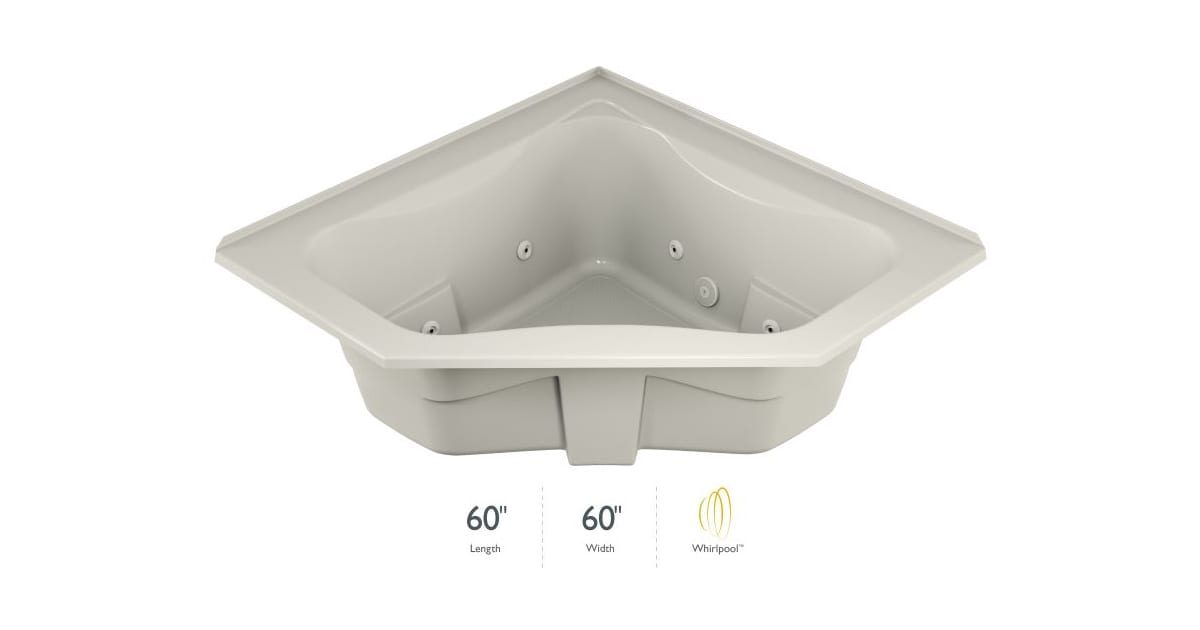 Jacuzzi LK79969 60" x 60" Signature Corner Whirlpool Bathtub with 6 ...