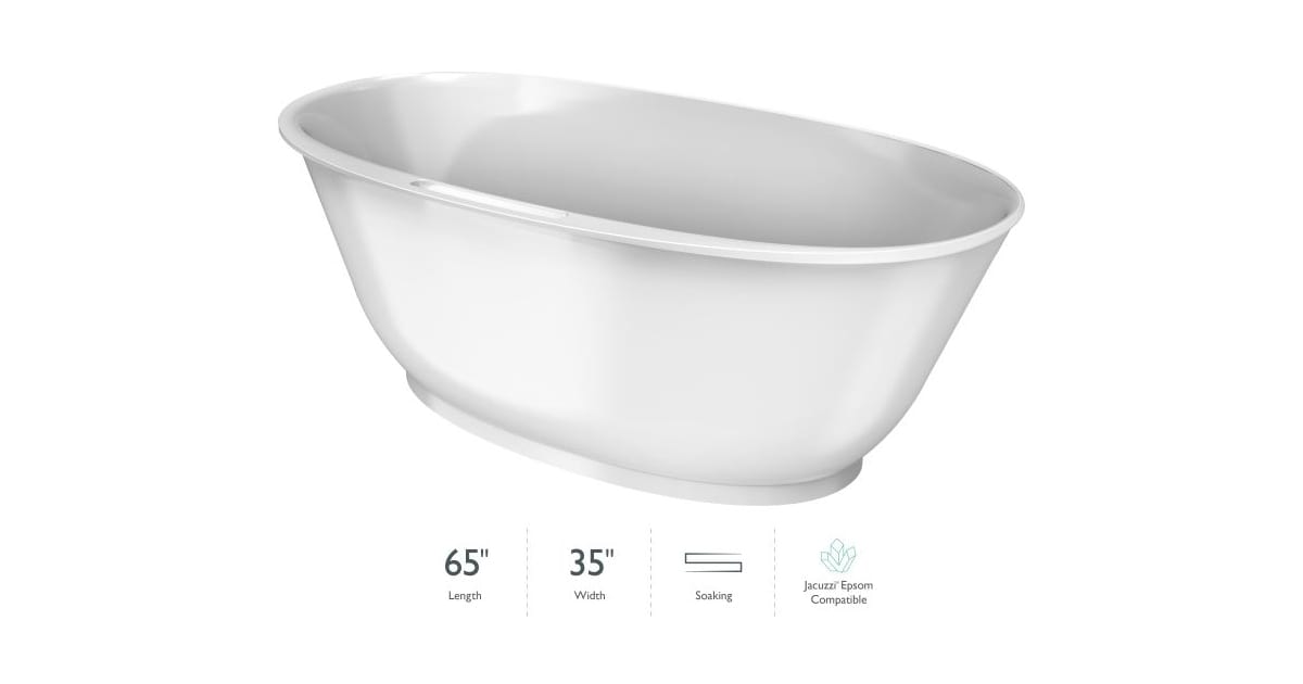 Jacuzzi SS55937 Karina 65" Free Standing Stone Composite Soaking Tub ...