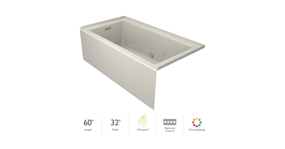 Jacuzzi MG31Y69 Linea 60" x 32" Whirlpool Alcove Bathtub with ...