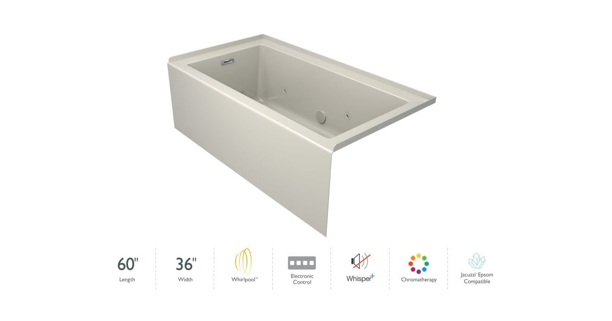 Jacuzzi PS55C69 Linea 60" x 36" Three Wall Alcove Acrylic Skirted ...