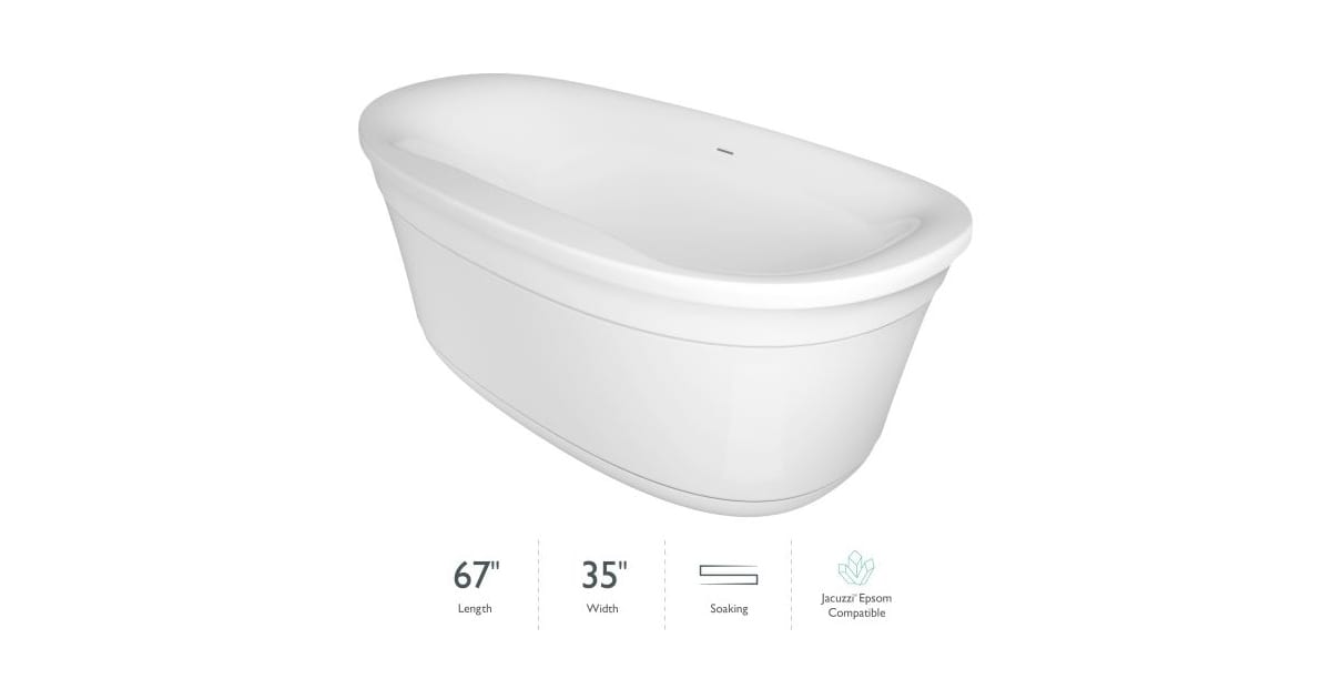 Jacuzzi RG31959 Luna 67" Free Standing Acrylic Soaking Tub with Center ...