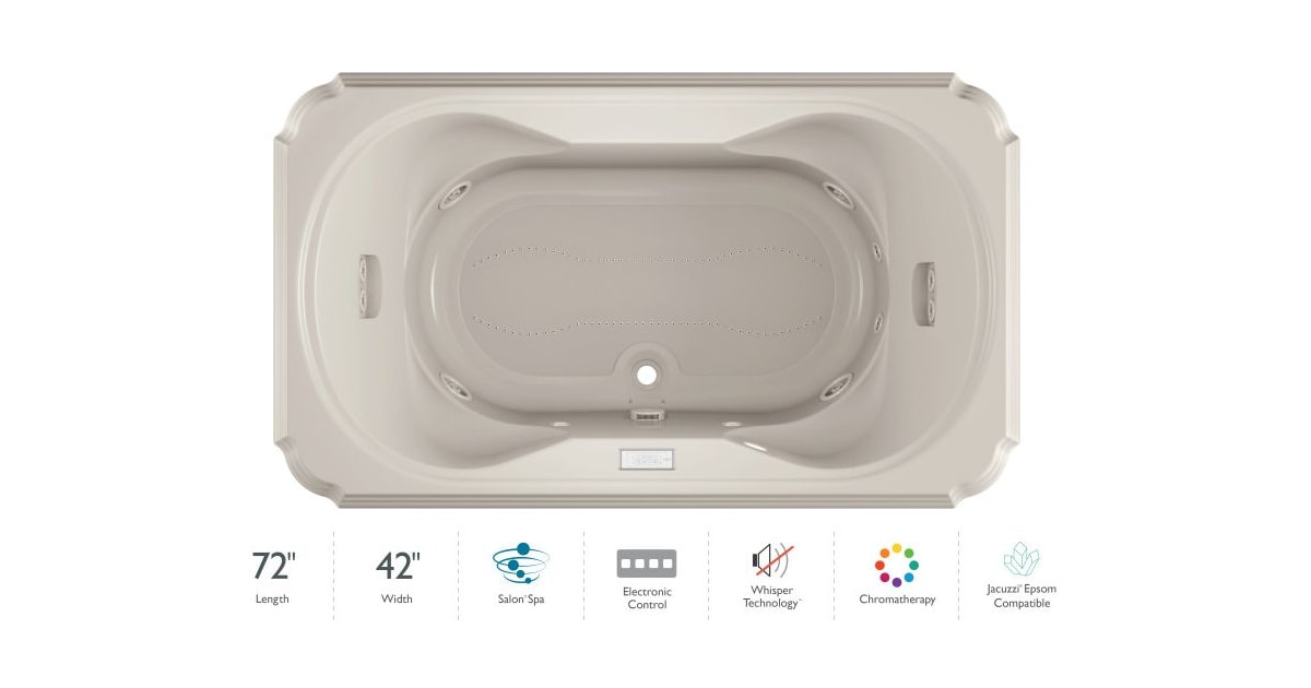 Jacuzzi MS61969 Marineo 72" Salon Spa Bathtub for Drop In Installation ...