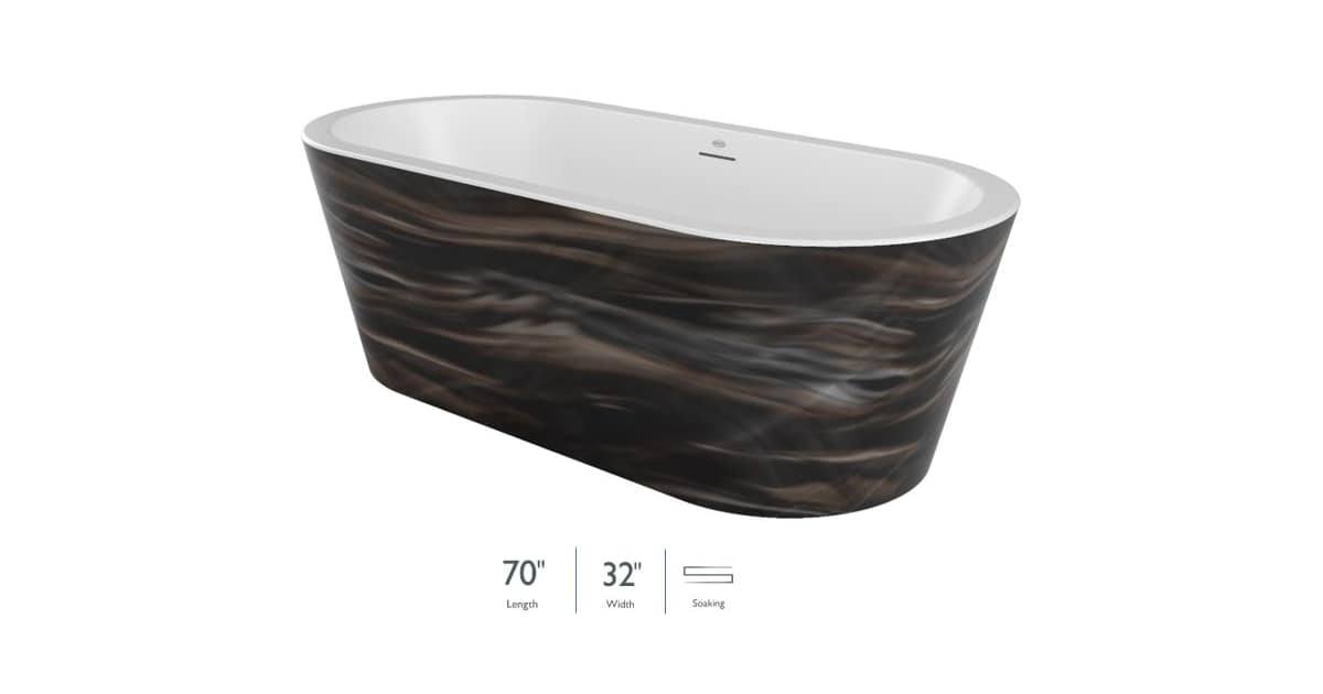 Jacuzzi NX80965 Celeste 70" Free Standing Acrylic Soaking Tub with ...