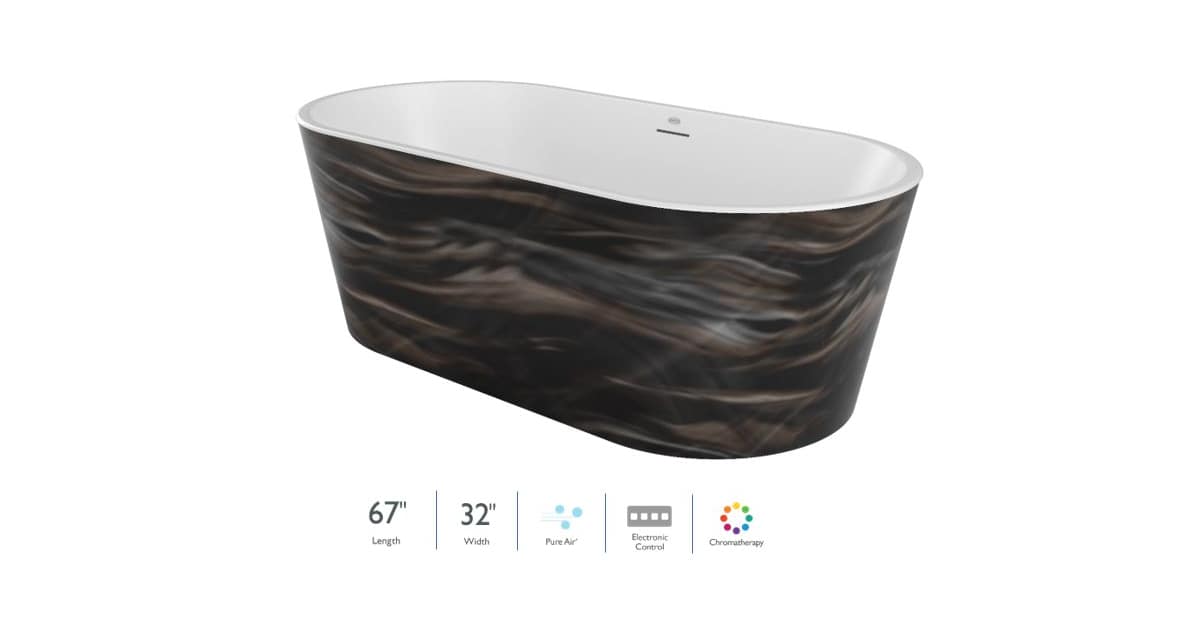 Jacuzzi RA65965 Celeste 67" Free Standing Acrylic Air Tub with Center ...