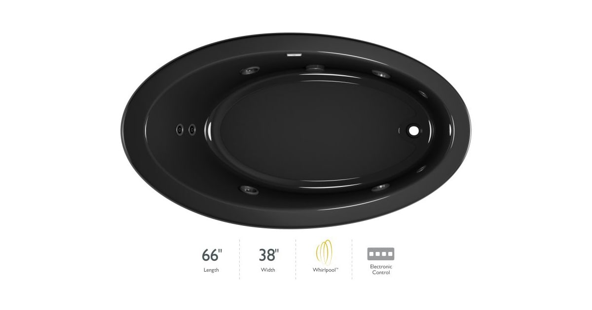 Jacuzzi NK42917 66" x 38" Riva Drop In Comfort Whirlpool Bathtub with 8 ...