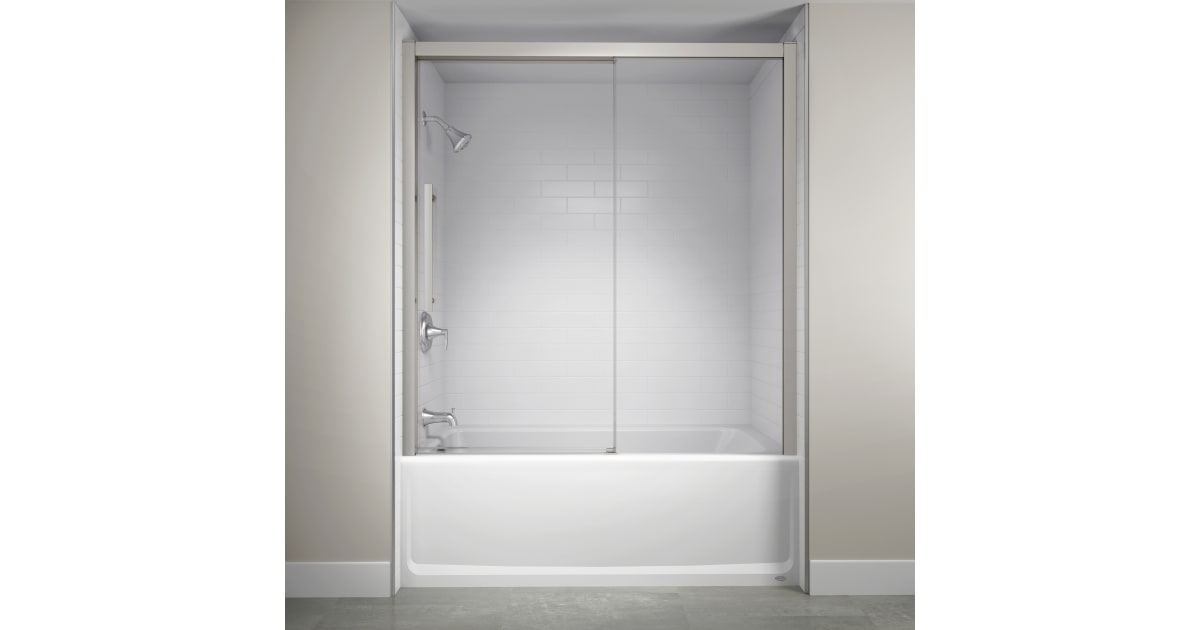 Jacuzzi SD59826 59" High x 60" Wide Sliding Semi-Frameless Tub Door ...