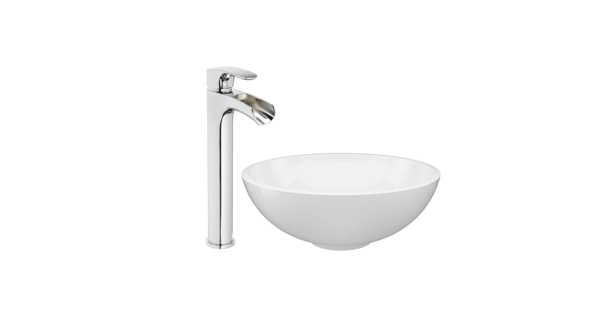 Jacuzzi SS54937 Solid Surface 16-1/2" Vessel Bathroom Sink with 1.2 GPM ...