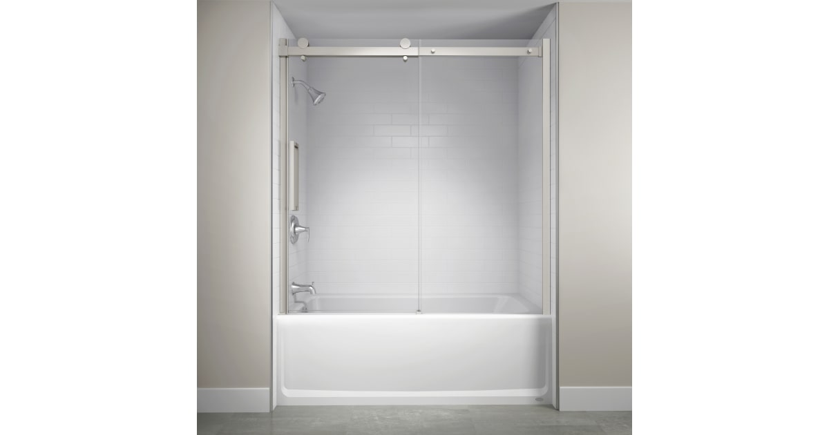 Jacuzzi SX59826 59" High x 60" Wide Sliding Semi-Frameless Tub Door ...