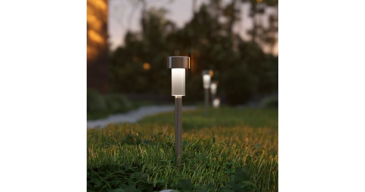 James Allan FFLA33396SS Modern Set of (12) LED Solar Stainless Steel ...