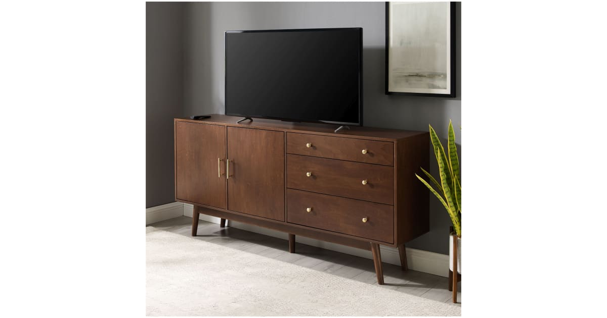 James Allan WEIF86045WA Austin Mid-Century Modern 70" W 3 Drawer 2-Door ...